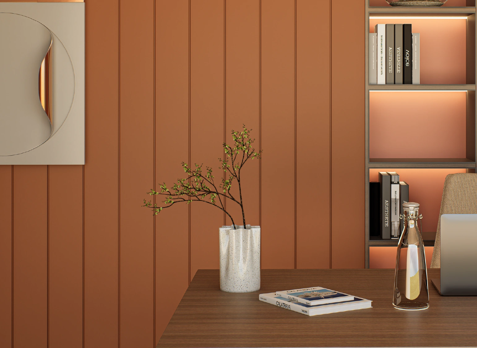 Plank wood clad wall panels | Designed planks wood slats interior